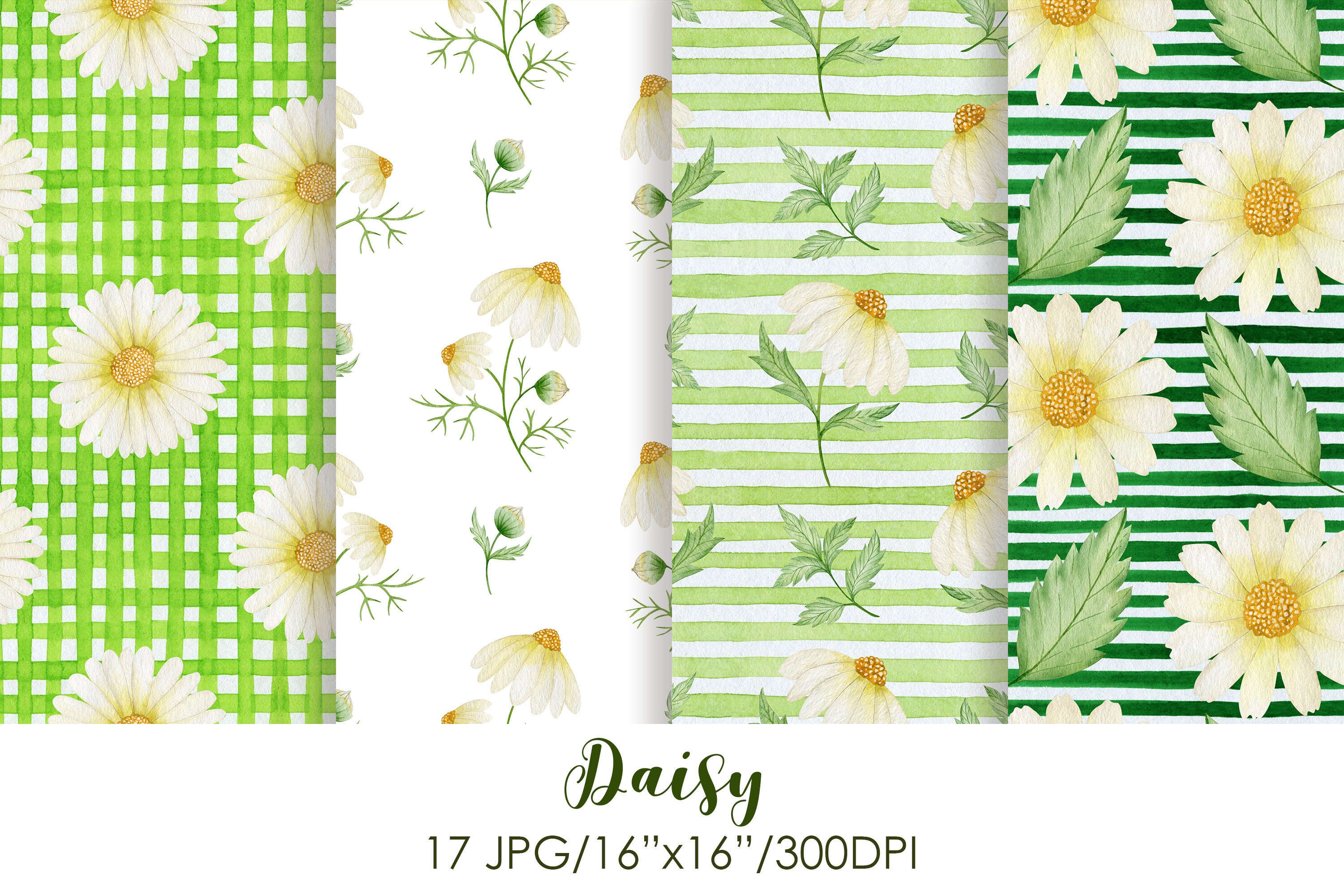 Watercolor Daisy Digital Papers Pack Chamomile Spring - Etsy