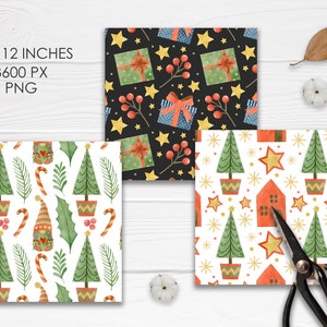 Watercolor Christmas Gnomes Digital Paper Pack, Watercolor Winter ...