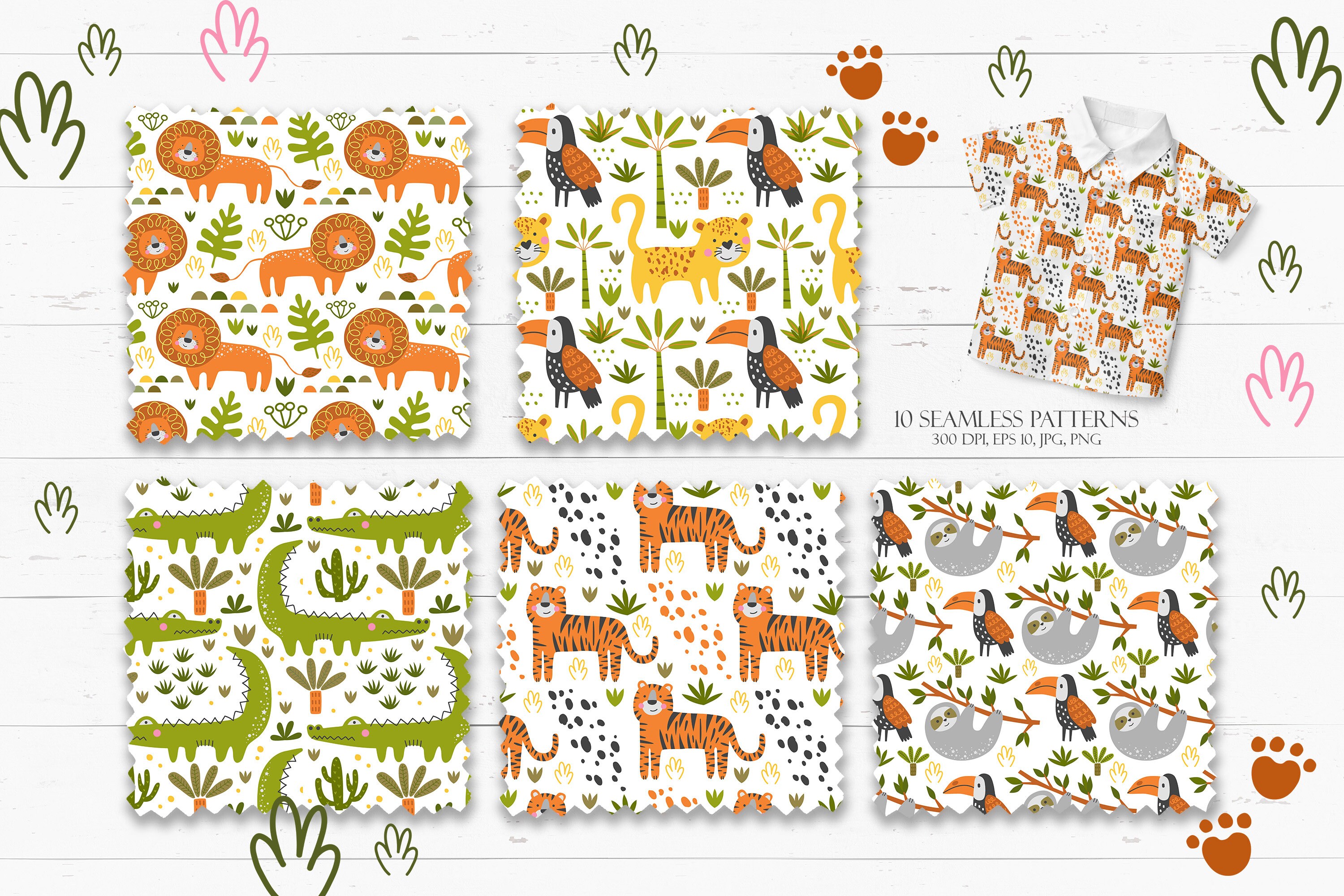 Wild Animals Digital Paper Pack Jungle Animal Seamless - Etsy