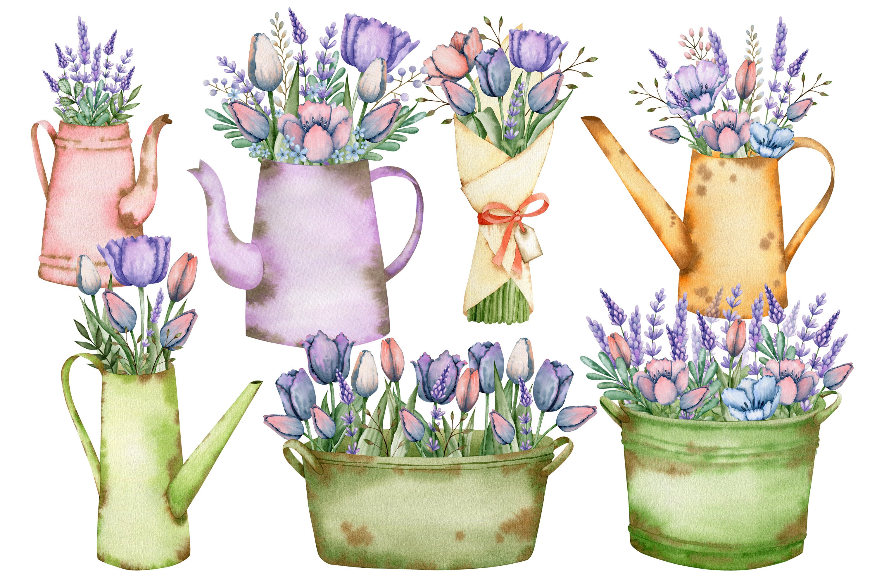 Watercolor Tulip Clipart, Mother's Day Decor, Tulip Compositions ...