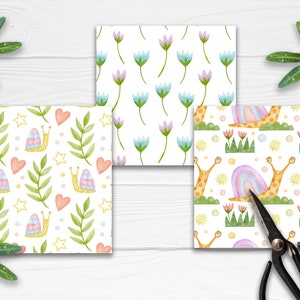 Watercolor Snail Digital Paper Pack, Scrapbook Paper, Seamless Patterns ...