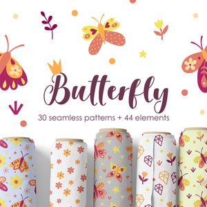 Butterfly Seamless Patterns, Digital Paper Pack, Butterfly Clipart ...