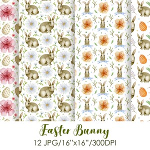 Watercolor Easter Bunny Digital Paper Pack, Paper Bag, Instant Download ...
