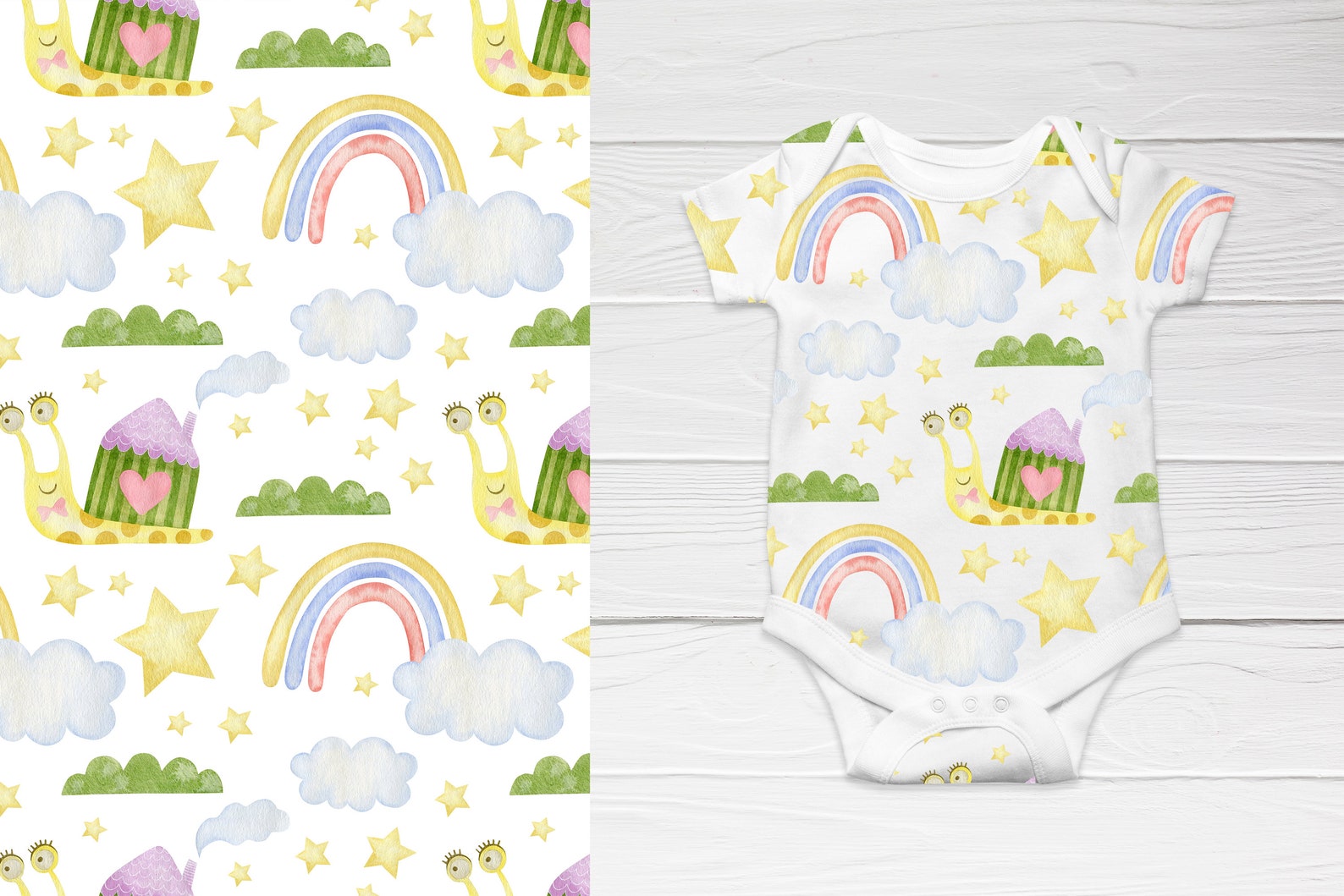 Watercolor Snail Digital Paper Pack Scrapbook Paper Seamless | Etsy