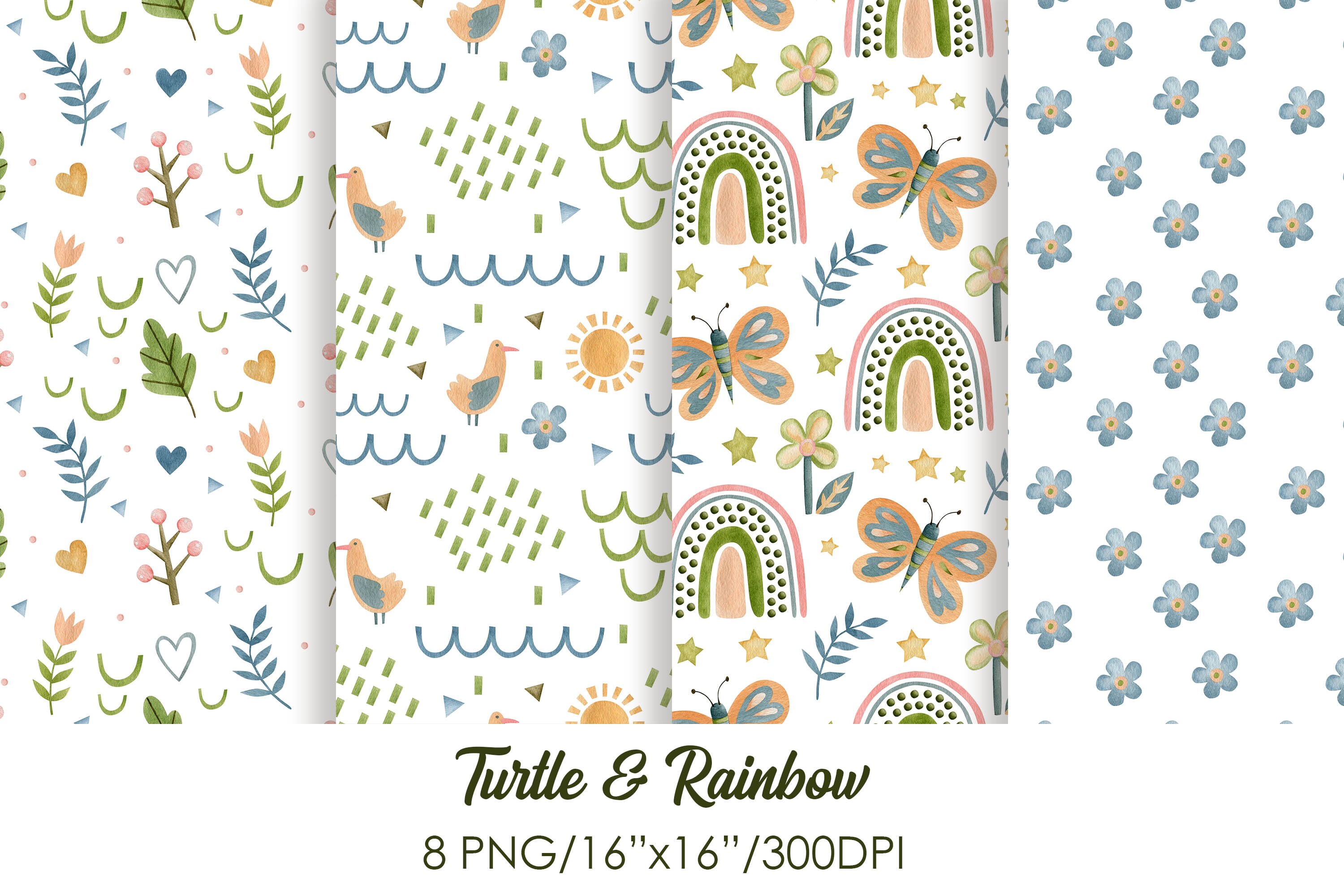 Cute Turtle Seamless Patterns Rainbow Seamless Patternssea - Etsy
