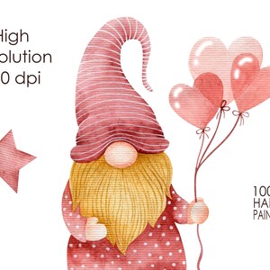 Watercolor Valentine Gnomes Clipart, Nordic Gnomes, Valentine Png ...