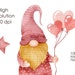 Watercolor Valentine Gnomes Clipart, Nordic Gnomes, Valentine Png ...