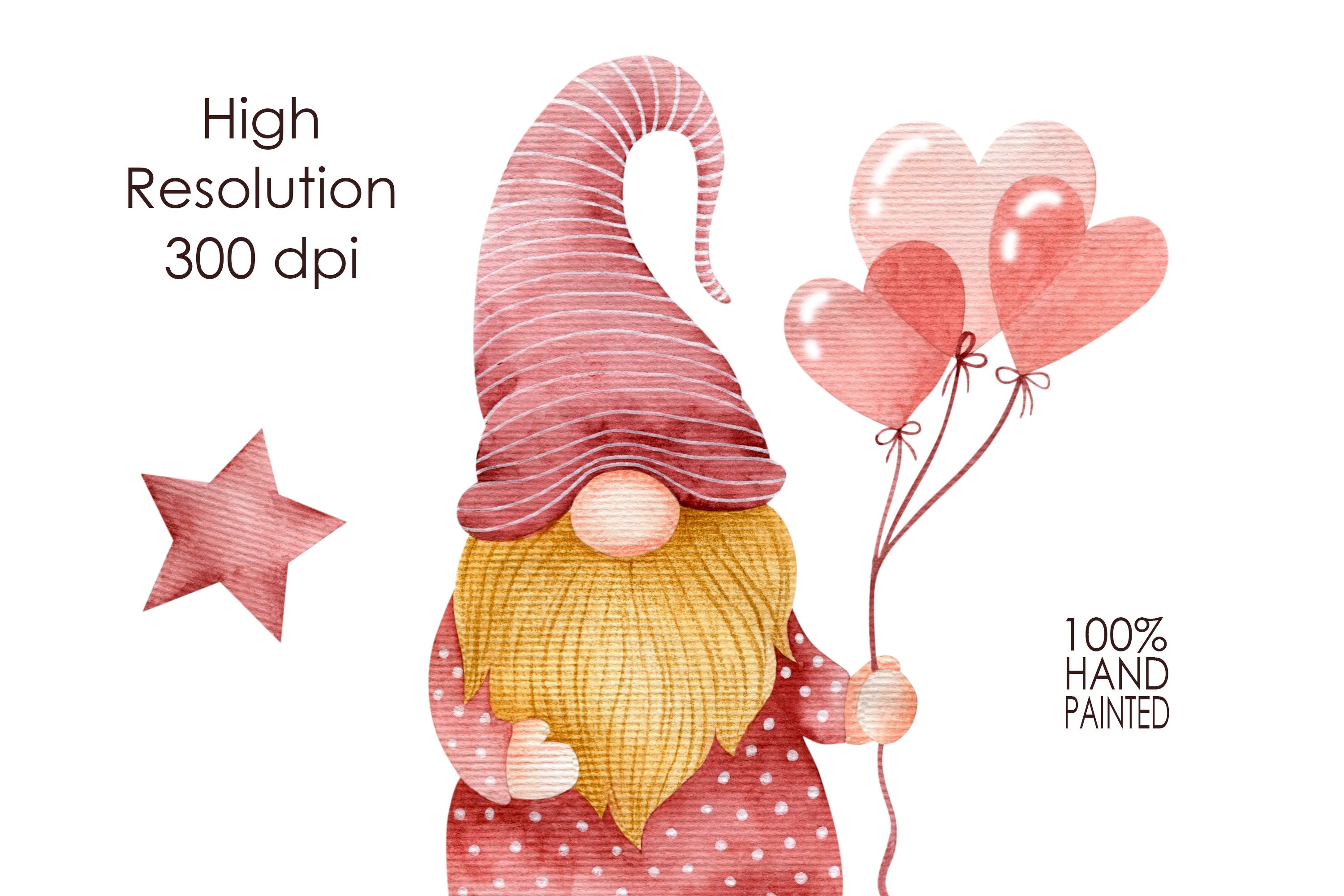 Watercolor Valentine Gnomes Clipart, Nordic Gnomes, Valentine Png ...