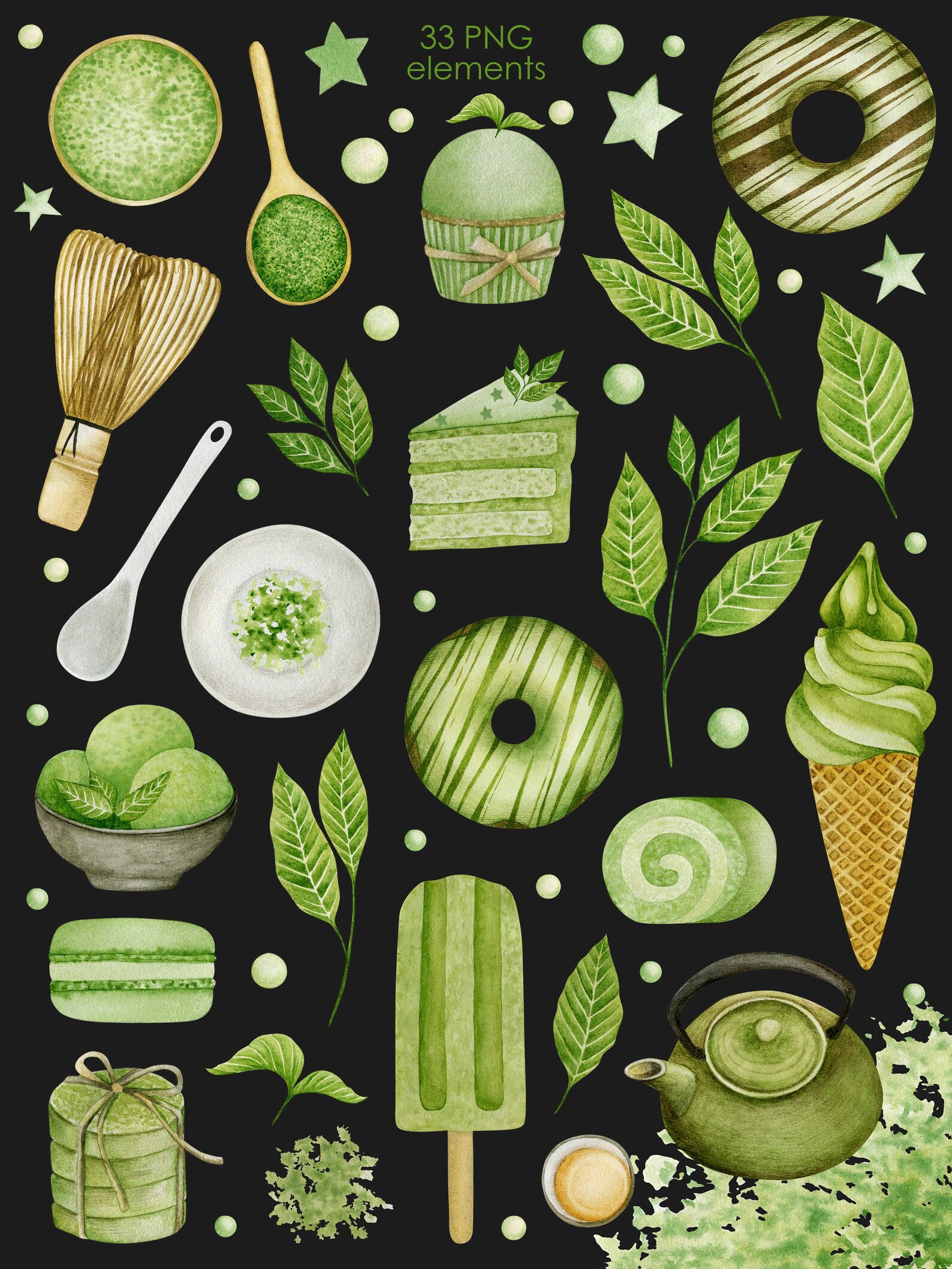 Watercolor Green Tea Clipart, Matcha Download, Instant Download, Matcha ...