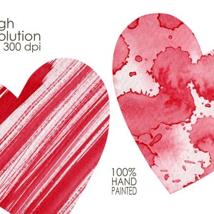 Watercolor Hearts Clipart, Shapes, Pink Heart, Love Heart Png ...