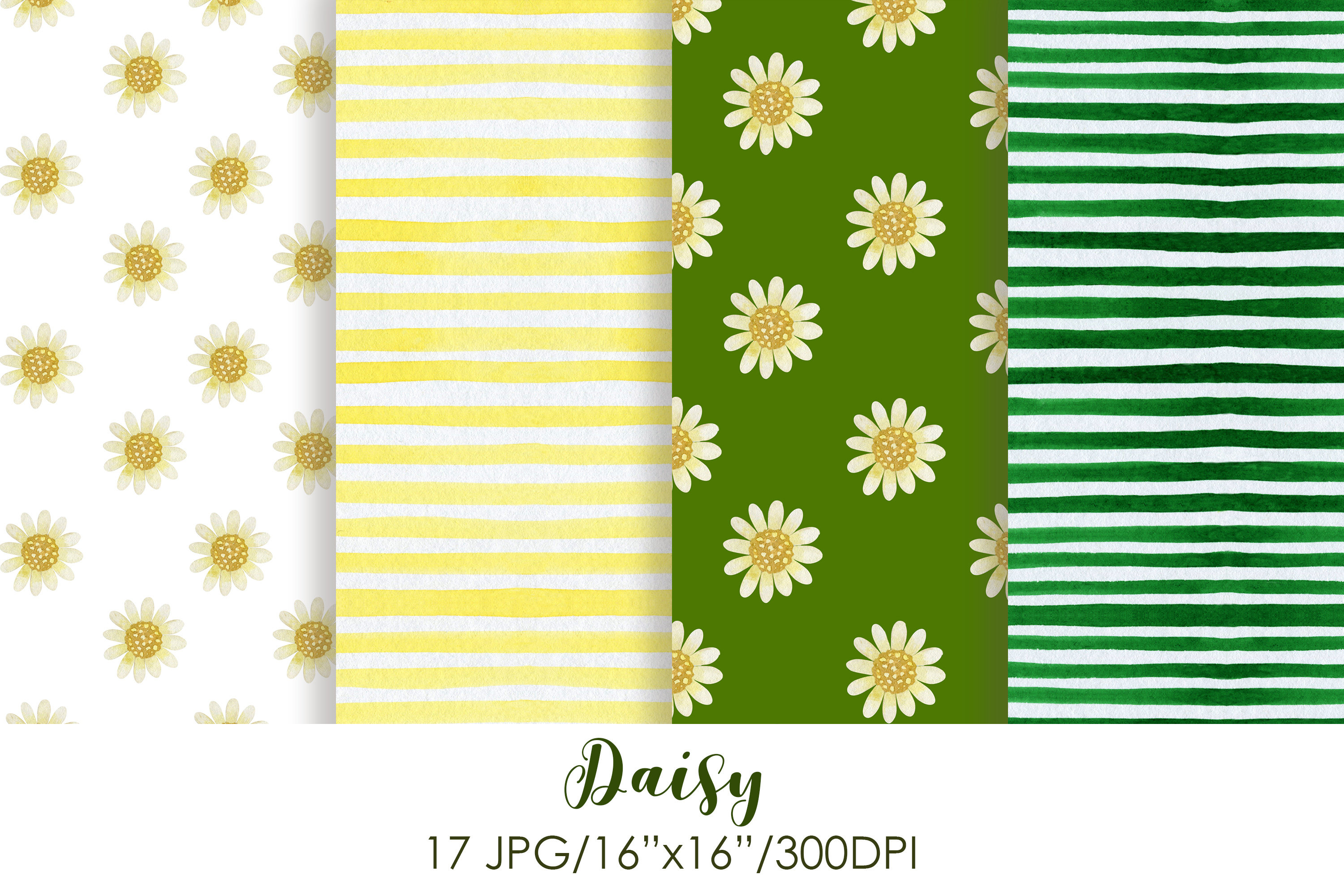 Watercolor Daisy Digital Papers Pack Chamomile Spring - Etsy