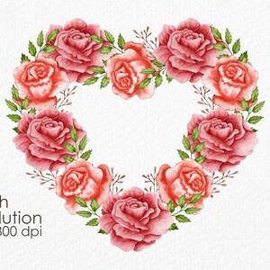 Watercolor Heart Wreath Clipart, Floral Heart Wreath, Valentine's ...