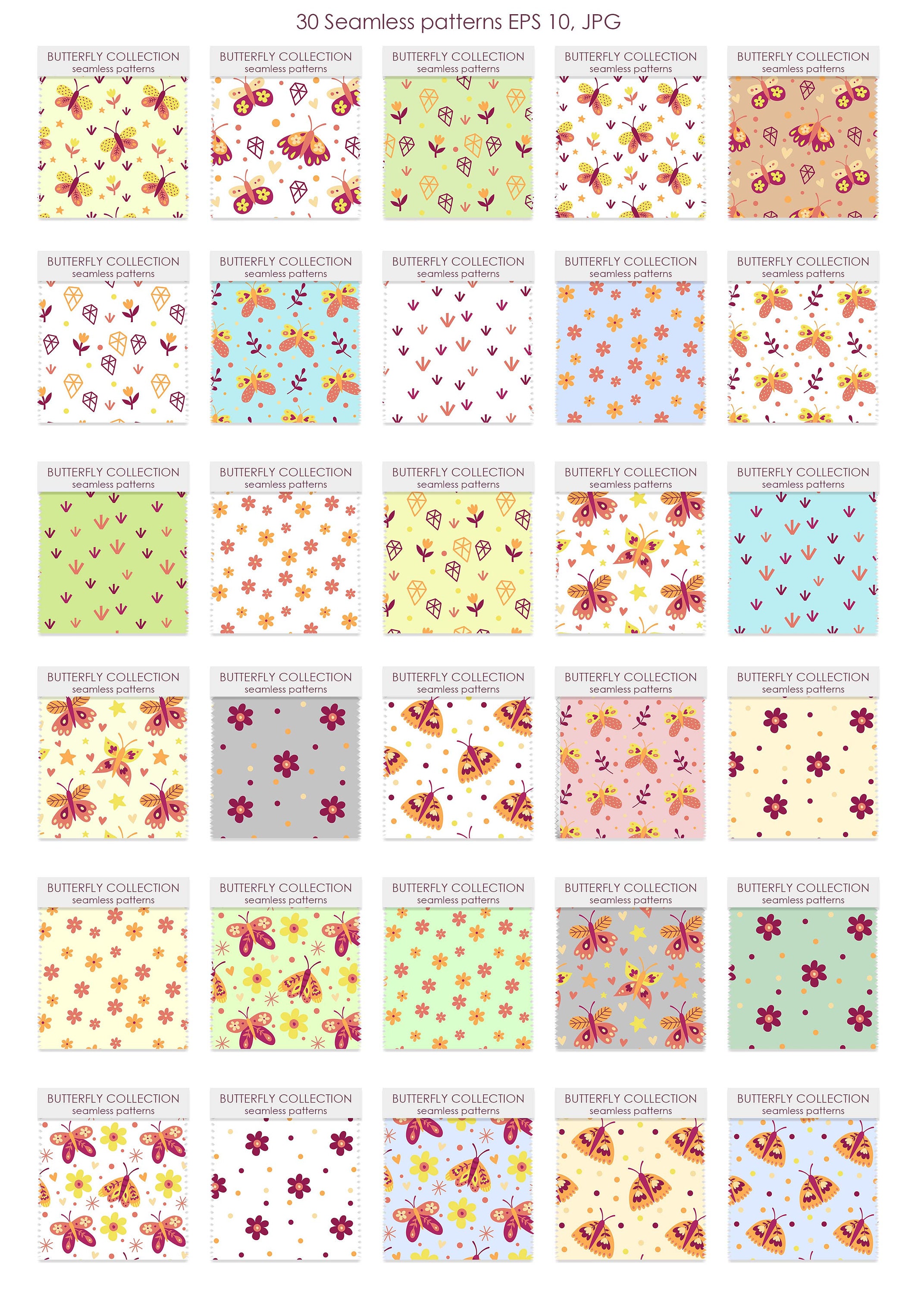 Butterfly Seamless Patterns, Digital Paper Pack, Butterfly Clipart ...