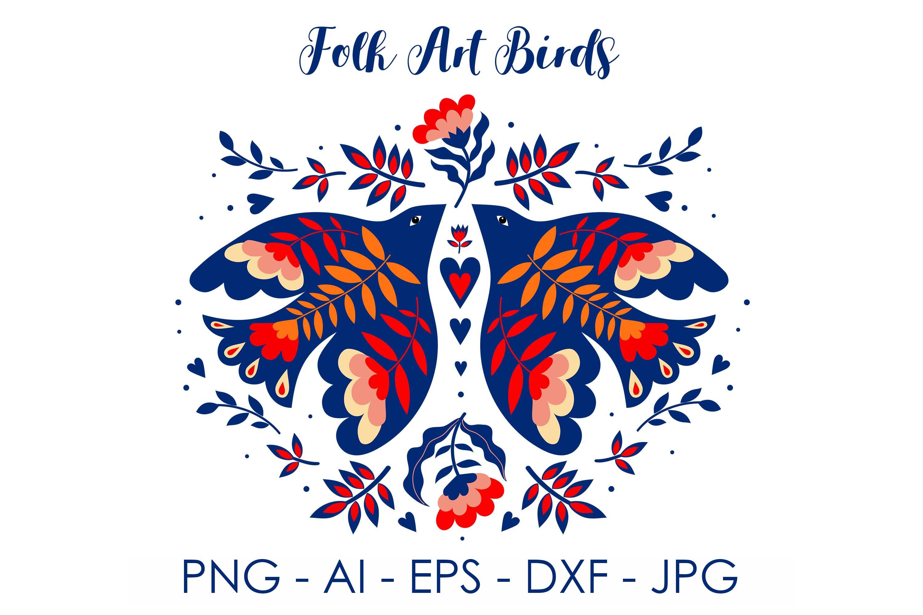 Folk Art Birds Birds clipart instant download Primitive | Etsy