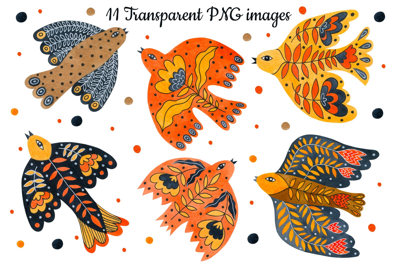 Folk Art Clipart Birds Clipartclip Art Birds Clipart - Etsy