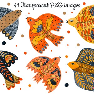 Folk Art Clipart, Birds Clipart,clip Art Birds, Clipart Watercolor ...