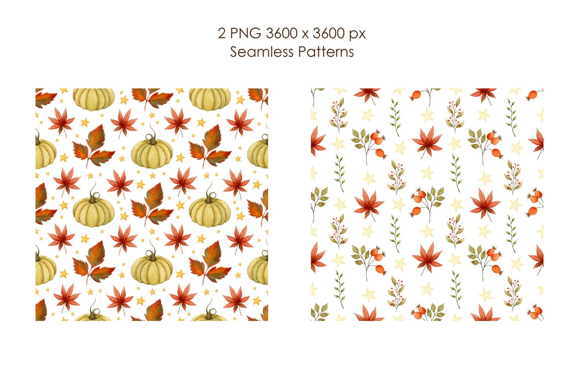 Watercolor Pumpkins Clipart Wreath Fall Season Pattern | Etsy