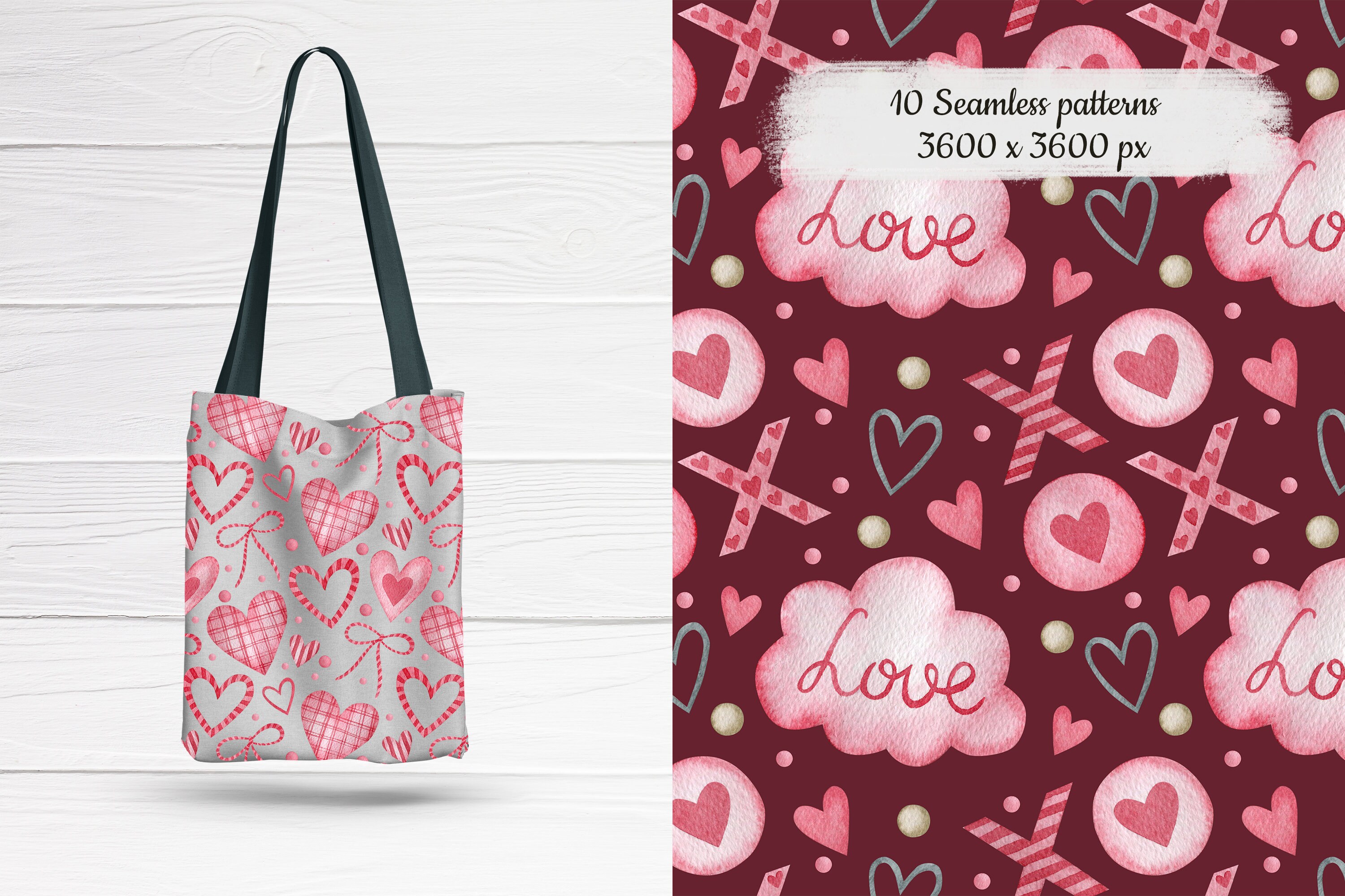 Watercolor Valentine's Day Digital Paper Pack: Pink Hearts (digital ...