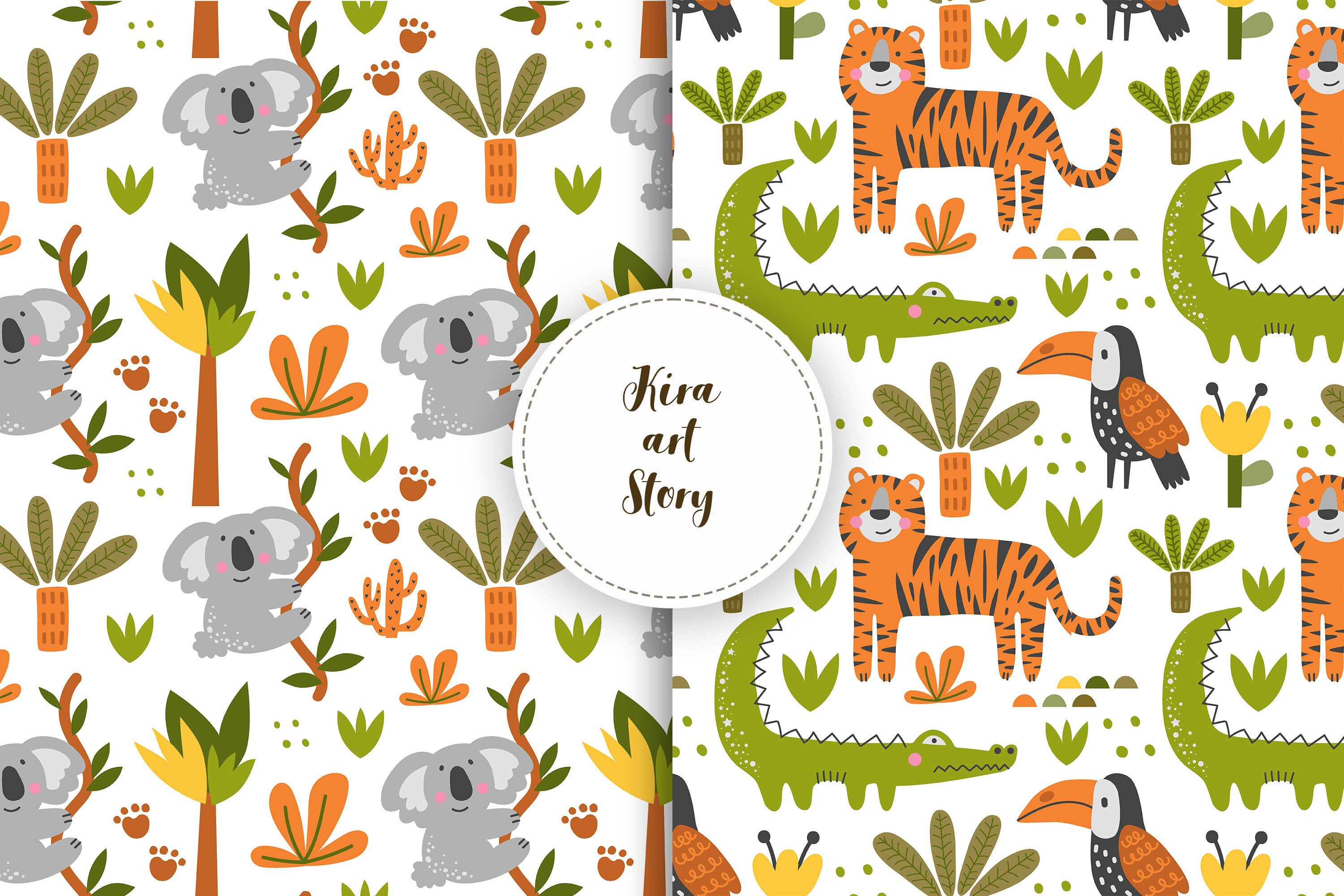 Wild Animals Digital Paper Pack Jungle Animal Seamless - Etsy