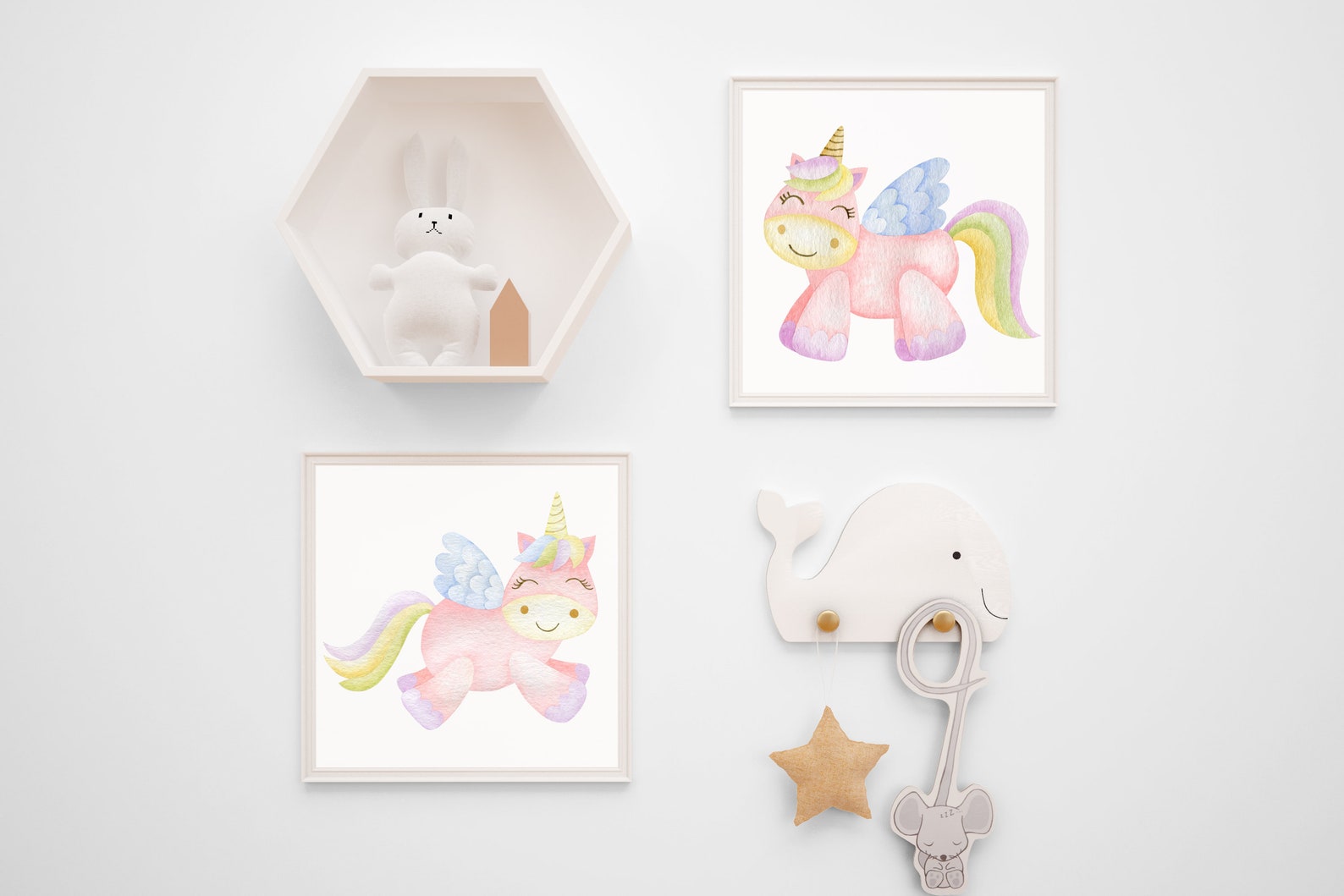 Watercolor Unicorns Clipart Rainbow Unicorns Instant - Etsy