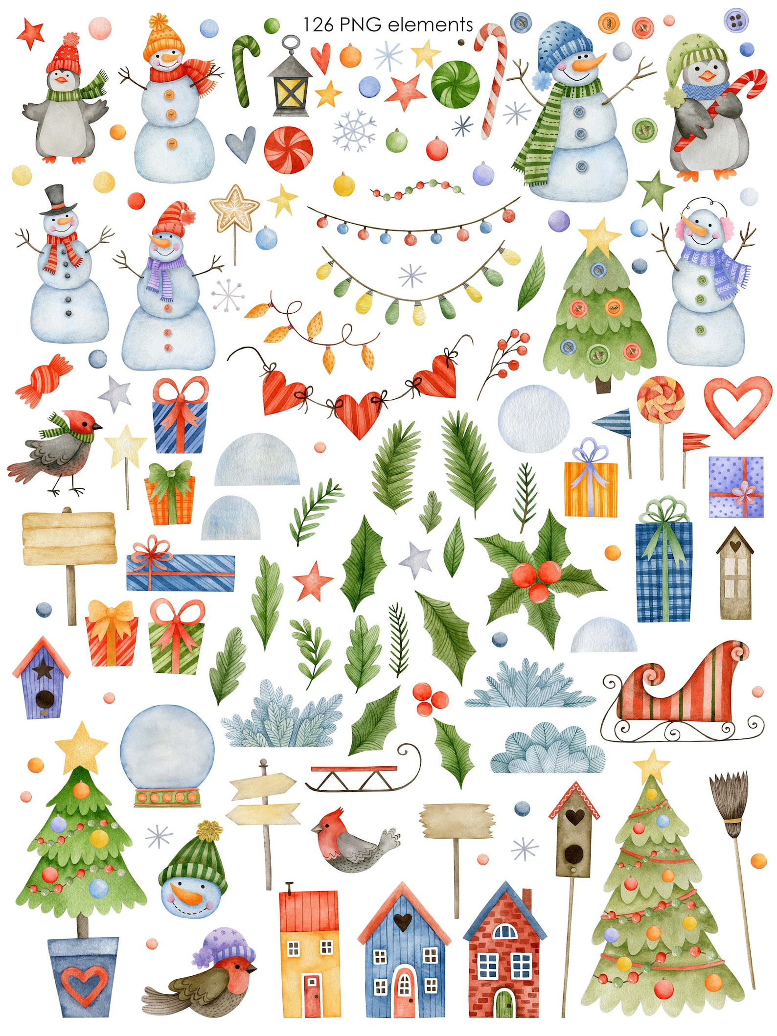Cute Watercolor Snowman Clipart Winter Images Xmas Graphics - Etsy