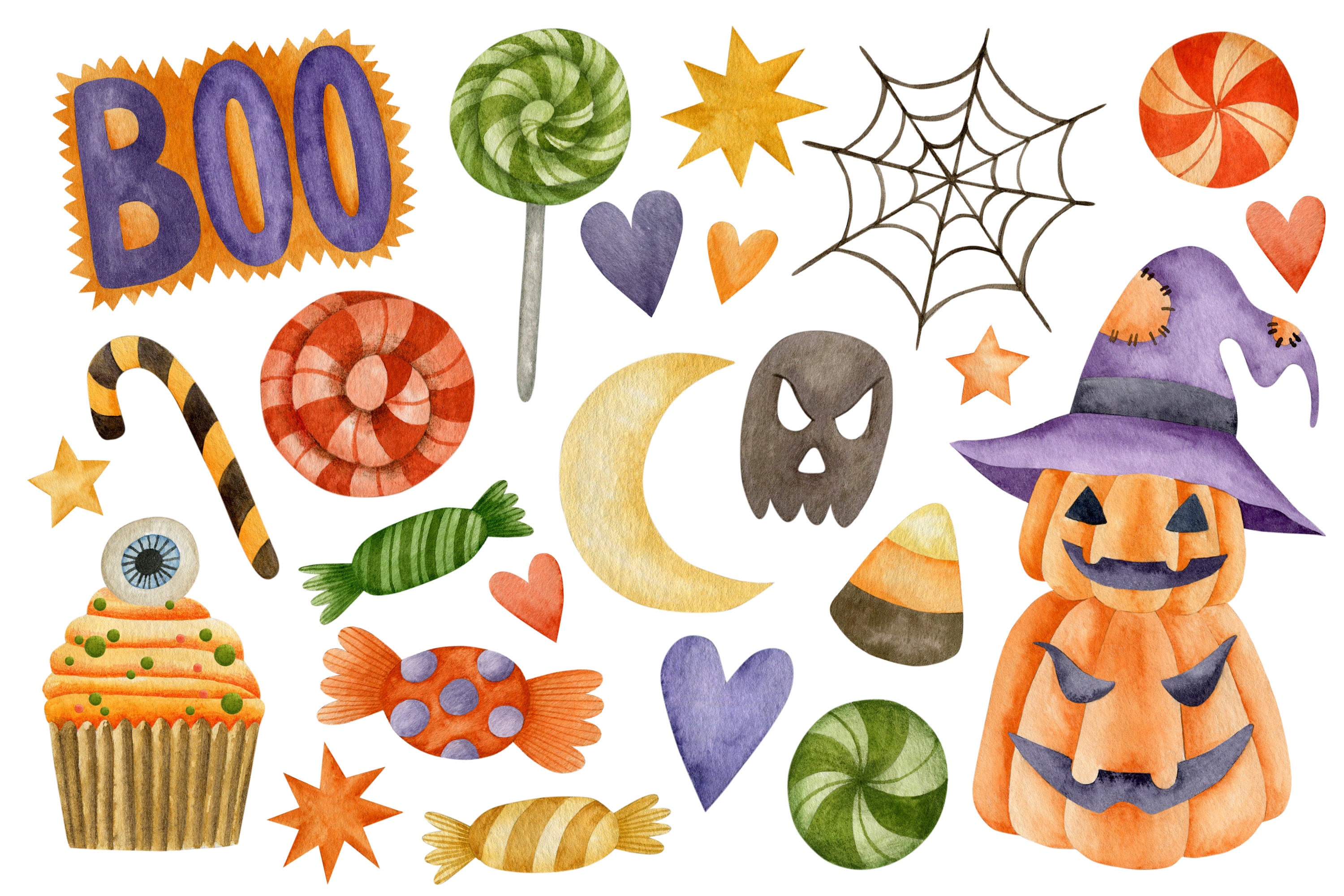 Watercolor Halloween Clipart Halloween Invitation Halloween - Etsy