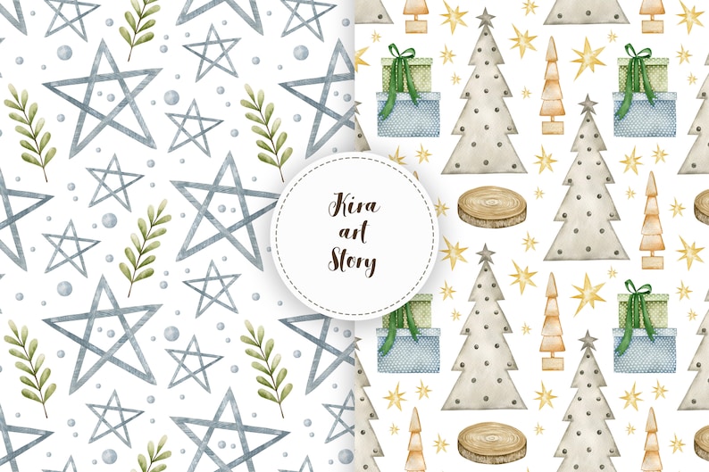 Watercolor Merry Christmas Digital Paper Pack Winter Seamless - Etsy