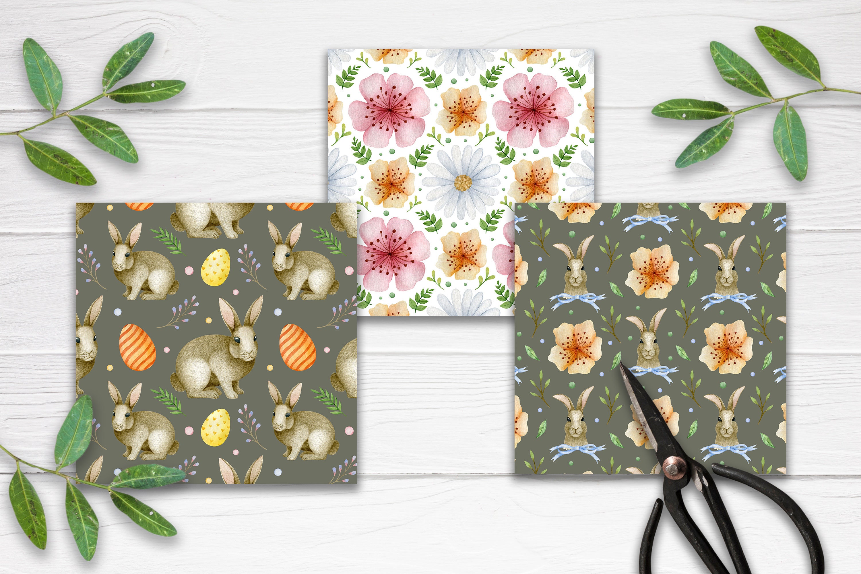 Watercolor Easter Bunny Digital Paper Pack Paper Bag Instant - Etsy