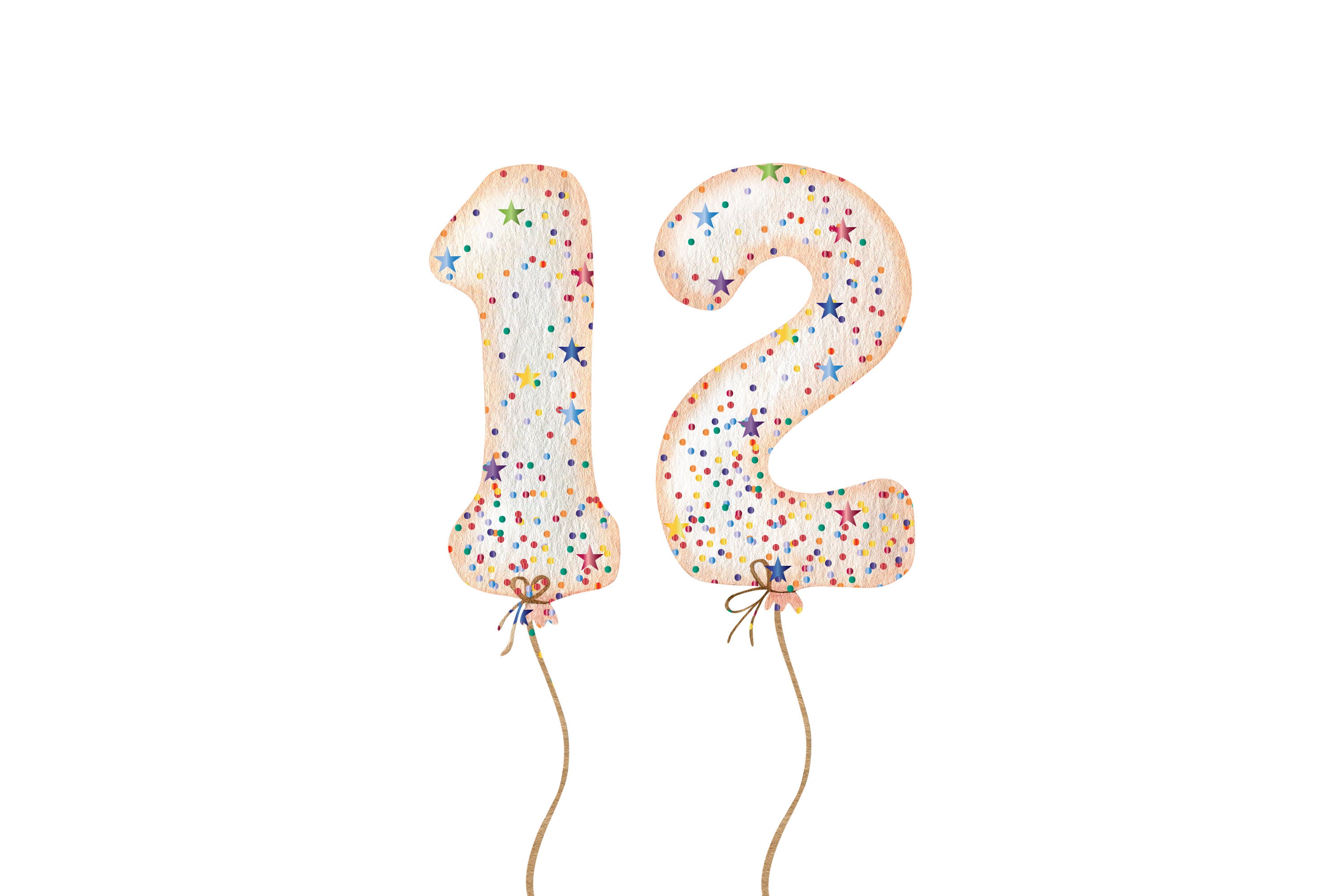 Watercolor Number Pink Balloons Clipart, Planner Stickers, Birthday ...