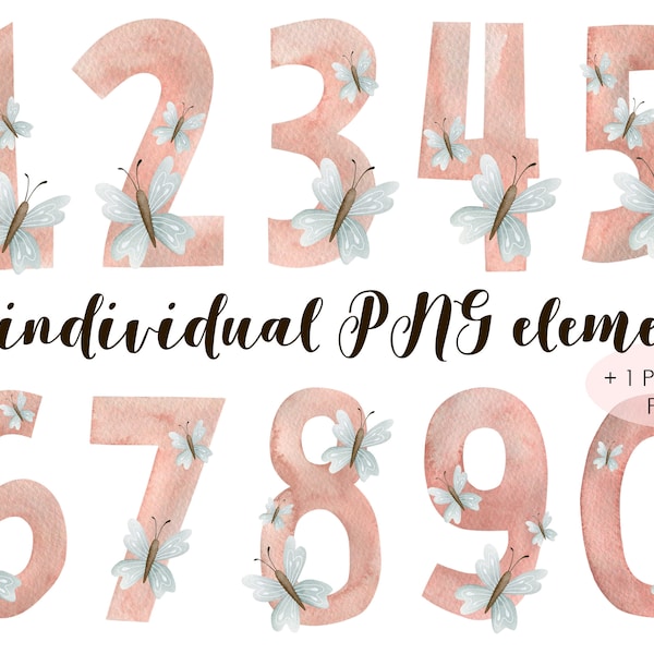 Pink Watercolor Number 1 - Etsy