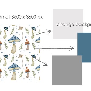 Watercolor Mushroom Seamless Pattern, Autumn, Forest, Digital Paper ...