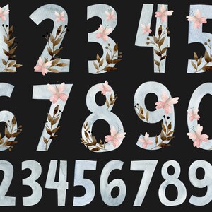 Watercolor Blue Numbers Clipart, Number Clipart, Girls Symbols, Digital ...