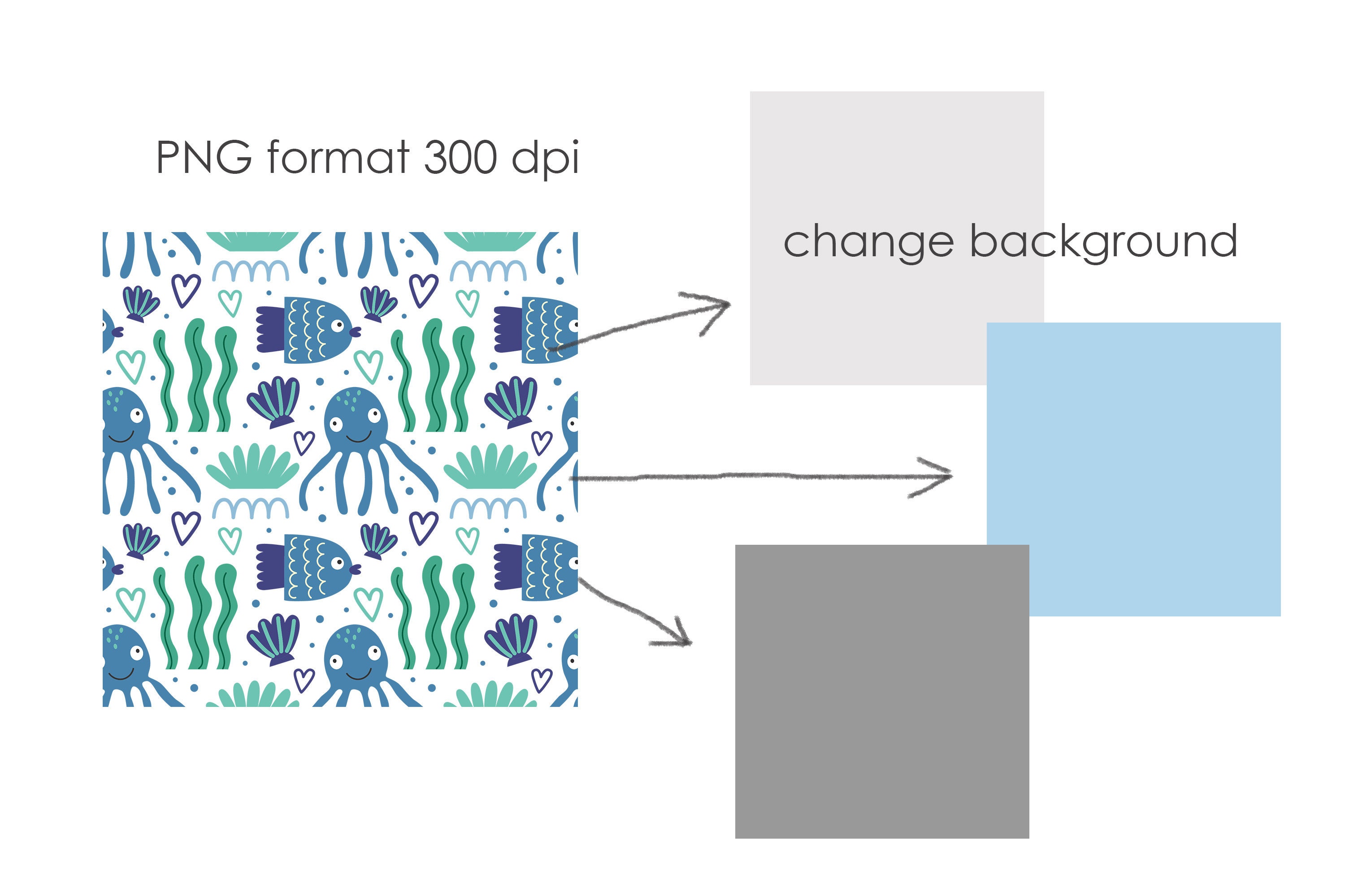 Sea Life Digital Paper, Sea Seamless Pattern, Ocean Life, Under the Sea ...