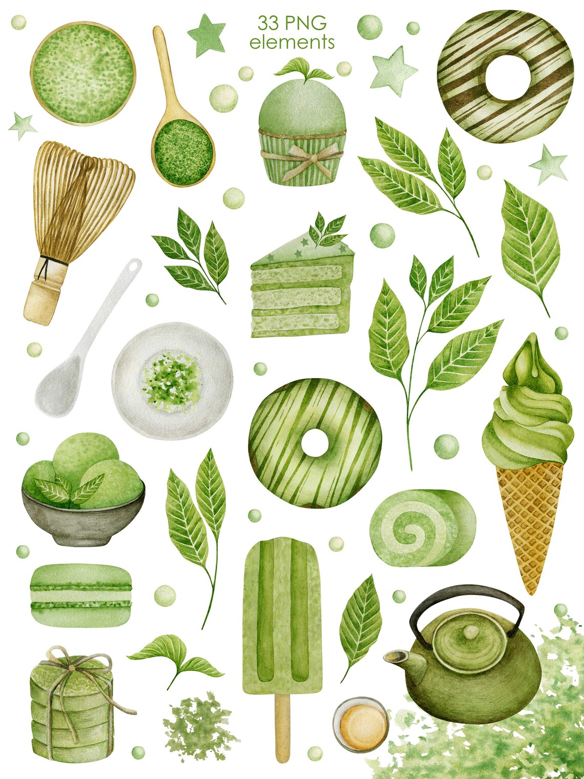 Watercolor Green Tea Clipart, Matcha Download, Instant Download, Matcha ...