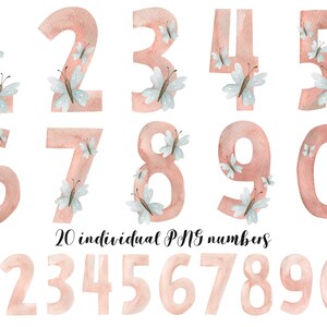 Watercolor Pink Numbers Clipart, Number Clipart, Girls Symbols, Digital ...