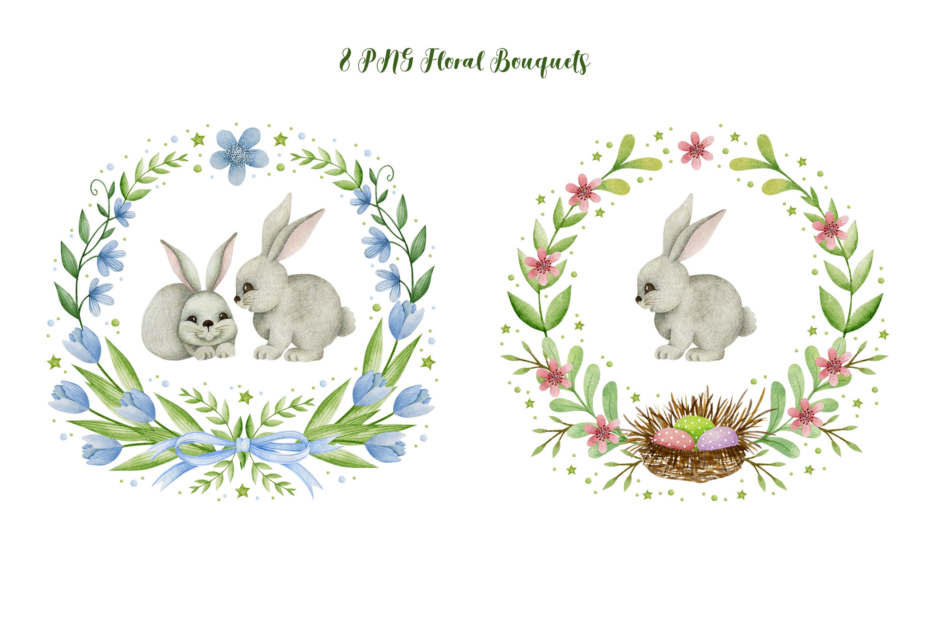 Watercolor Wreath With Animals and Flowers PNG, Download Farm Animal in ...