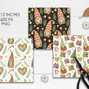 Watercolor Christmas Gnomes Digital Paper Pack, Watercolor Winter ...