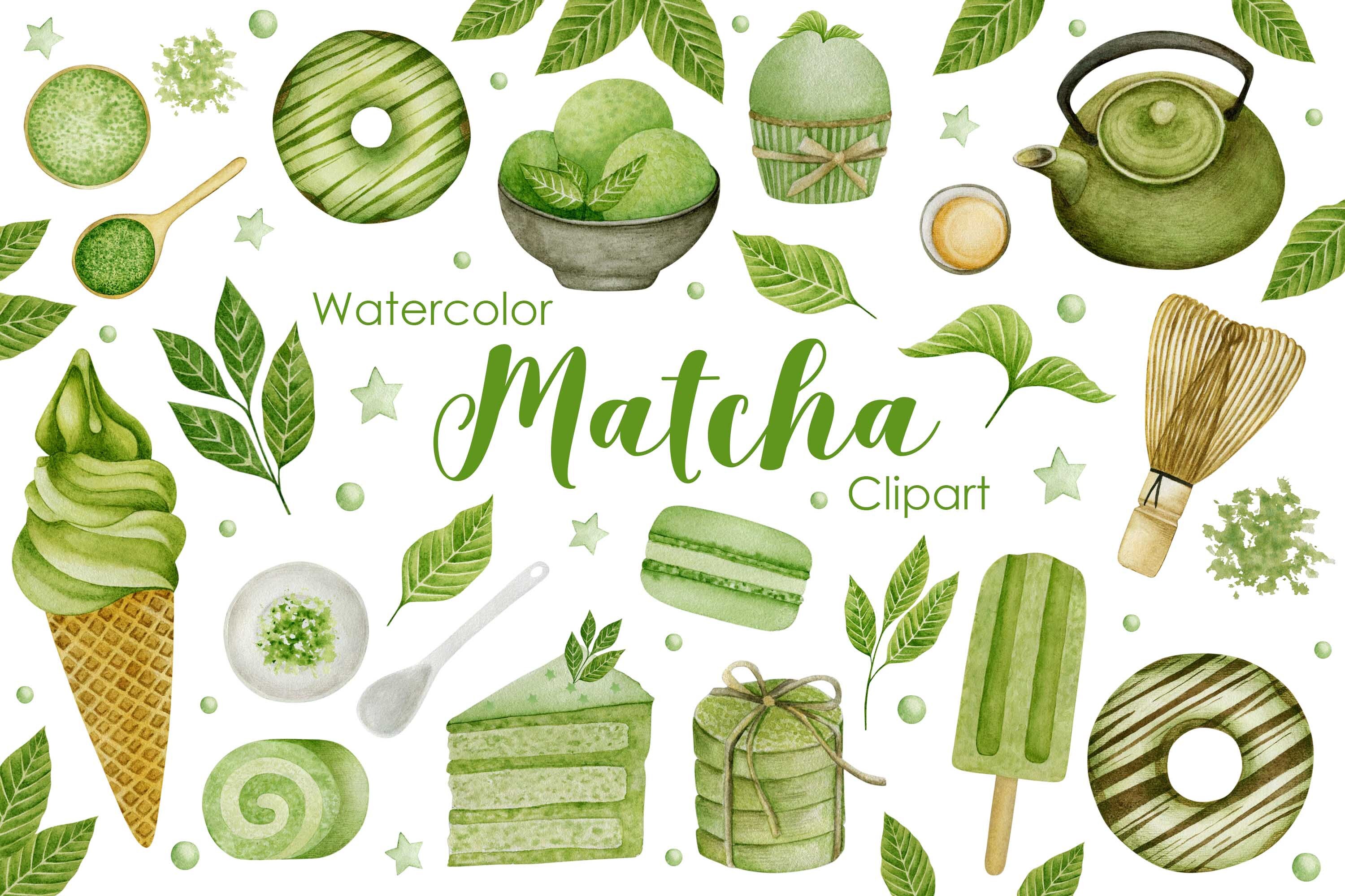 Watercolor Green Tea Clipart, Matcha Download, Instant Download, Matcha ...