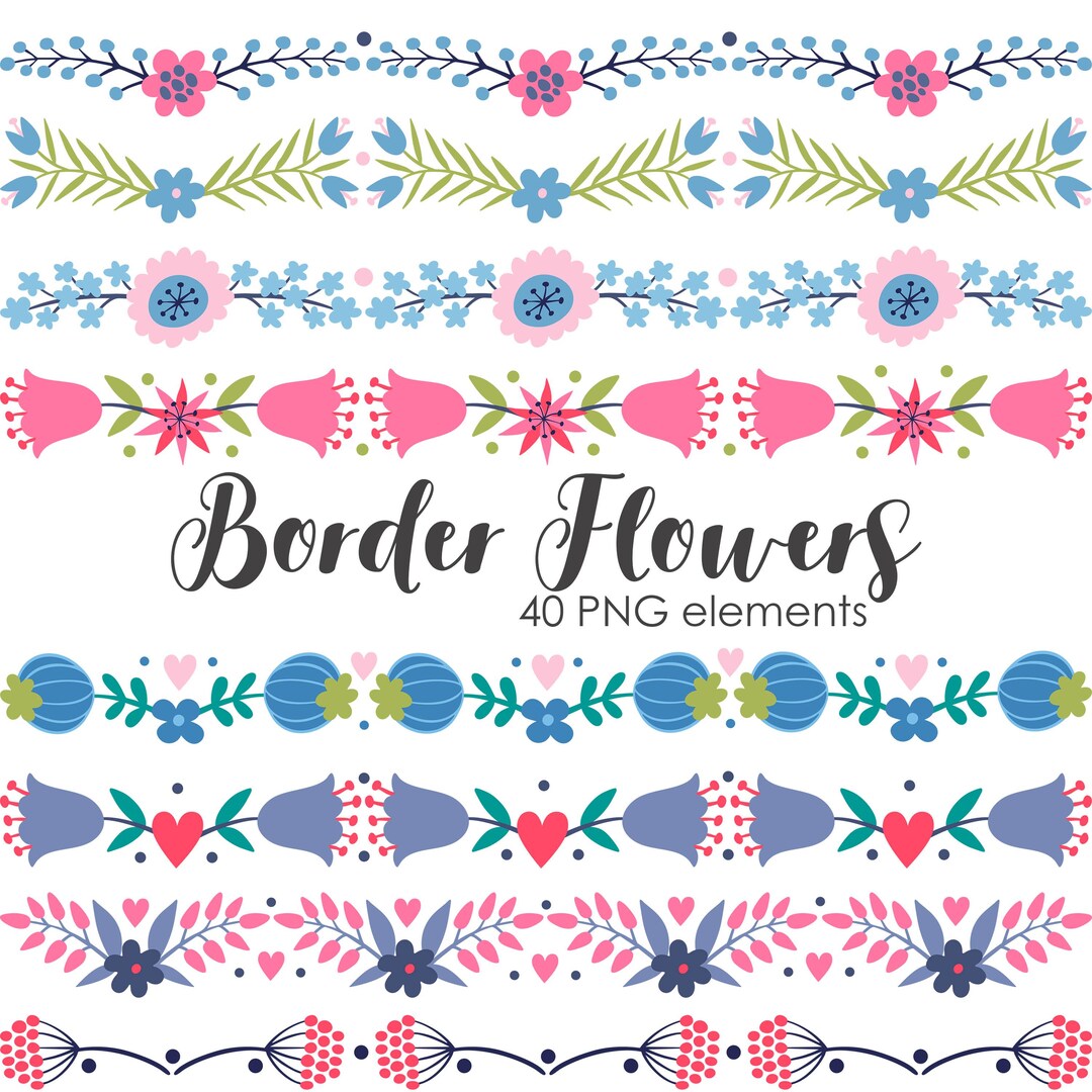Border Flowers Clipart, Folk Art Flowers Border, Border Clipart ...