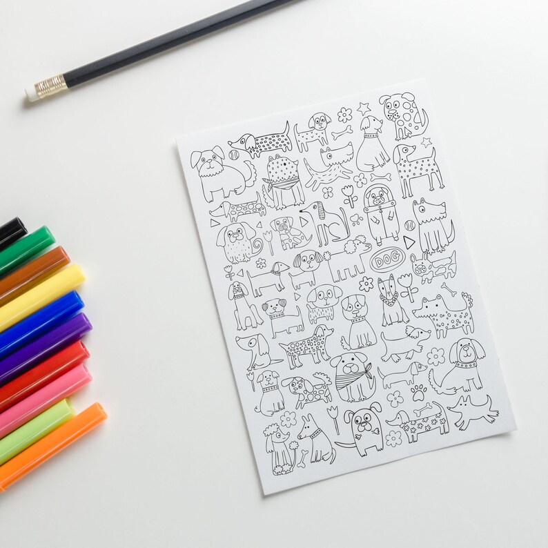 Dogs Coloring Page, A4 A3 Printable (digital Download) - Etsy