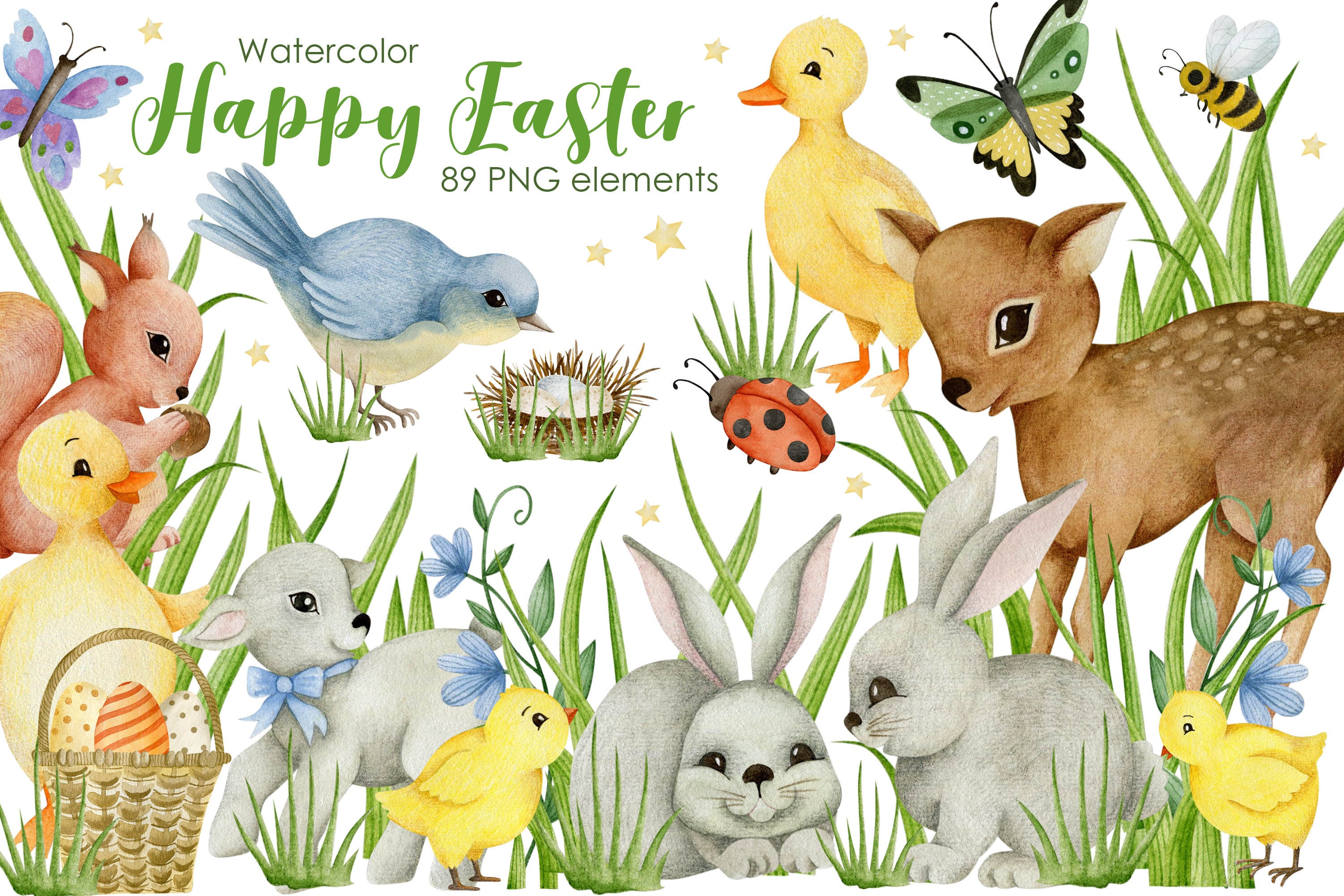 Watercolor Easter Spring Clipart Easter Holiday Decor - Etsy