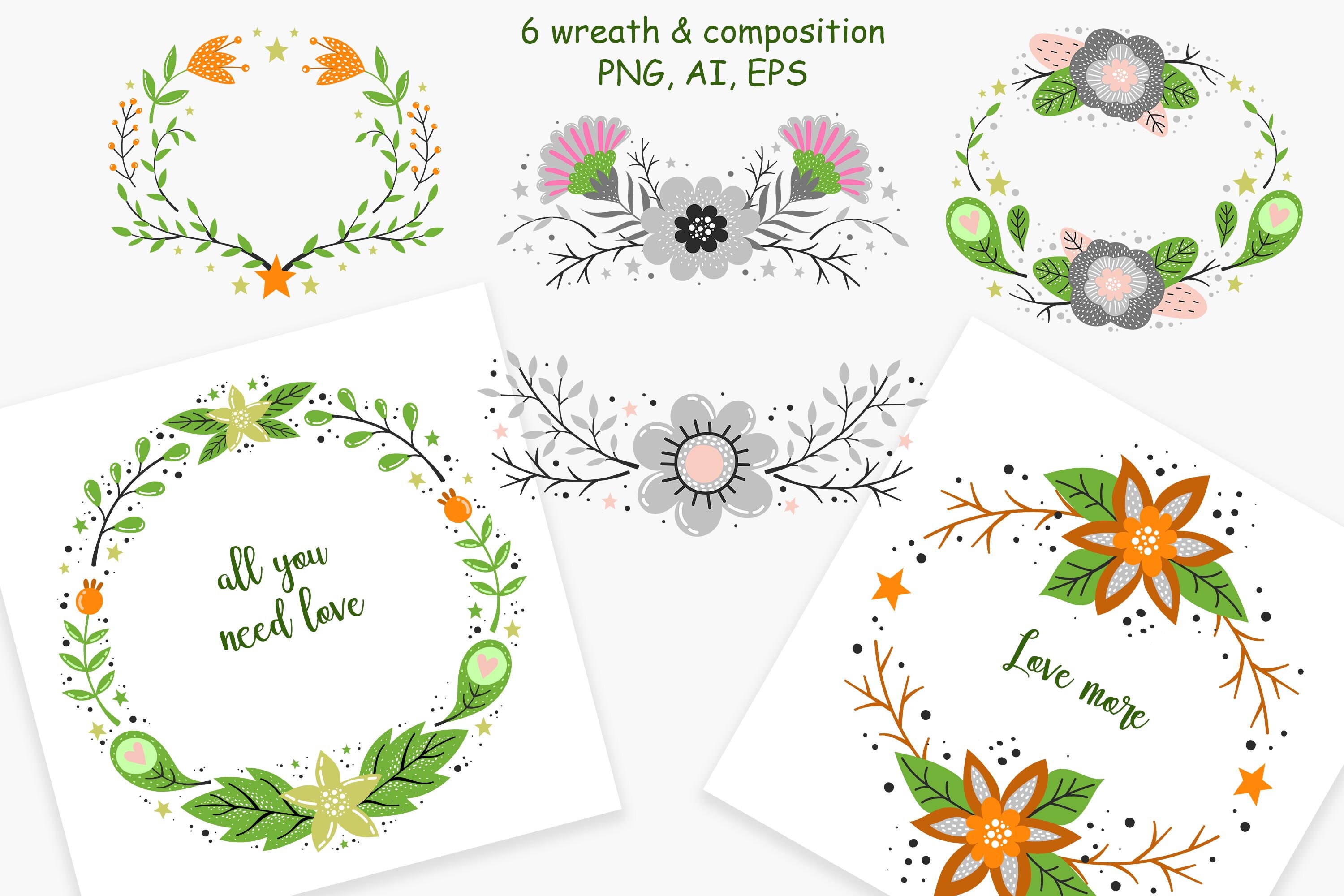 Spring Birds and Flowers Folk Art Cute Love Clipartbotanical | Etsy