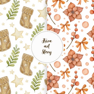 Watercolor Gingerbread Seamless Patterns, Digital Papers Pack ...