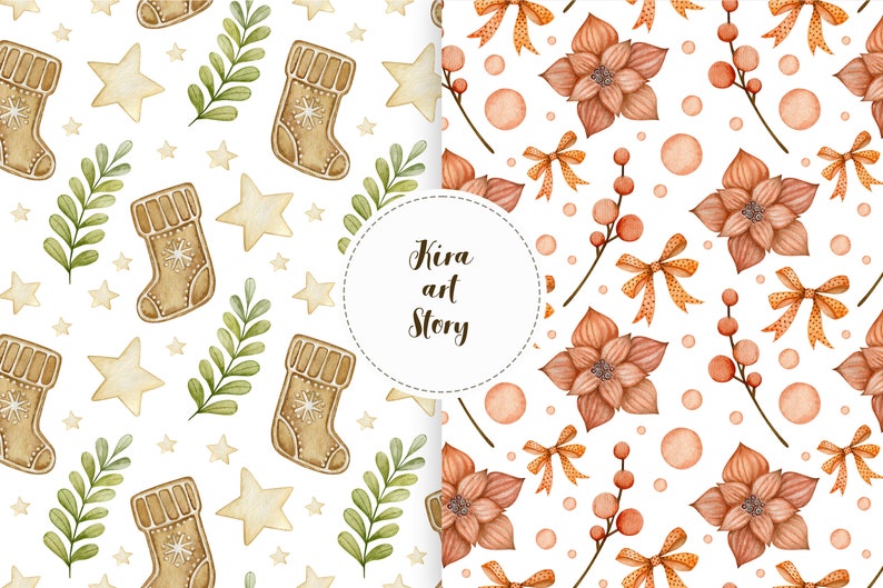 Watercolor Gingerbread Seamless Patterns Digital Papers Pack - Etsy