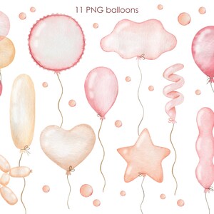Watercolor Pink Balloons Clipart, Baby Girl Shower, Birthday Clipart ...