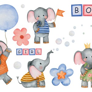 Watercolor Elephants Clipart, Watercolor Animals, Baby Shower,elephant ...