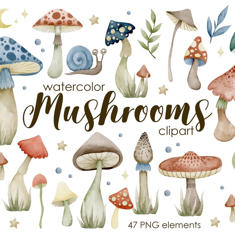 Mushroom Clipart - Etsy