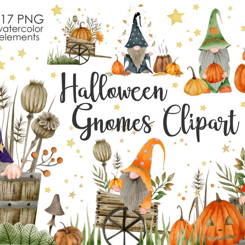 Watercolor Halloween Gnomes Clipart Halloween Gnomes Png - Etsy