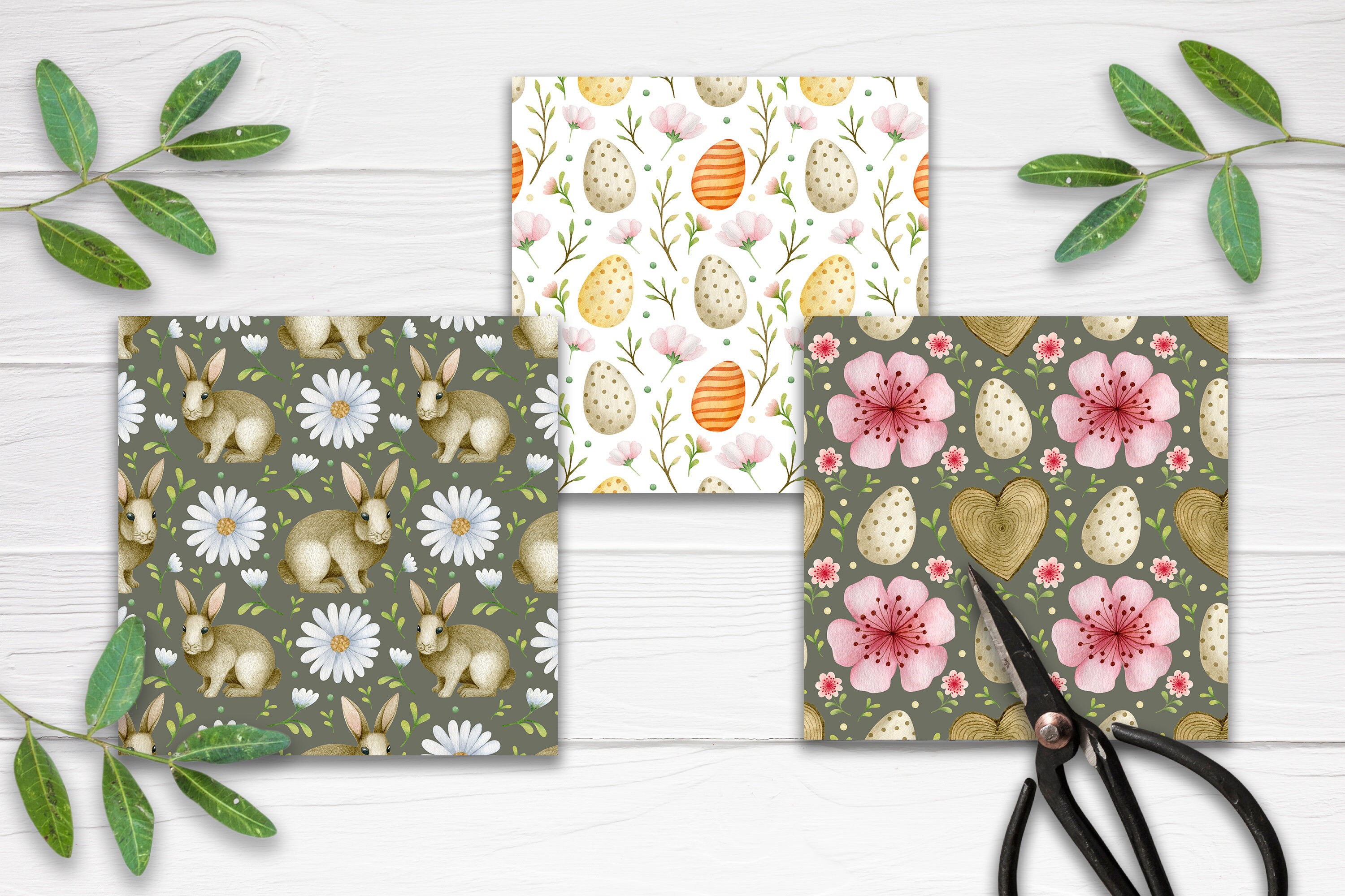 Watercolor Easter Bunny Digital Paper Pack Paper Bag Instant - Etsy