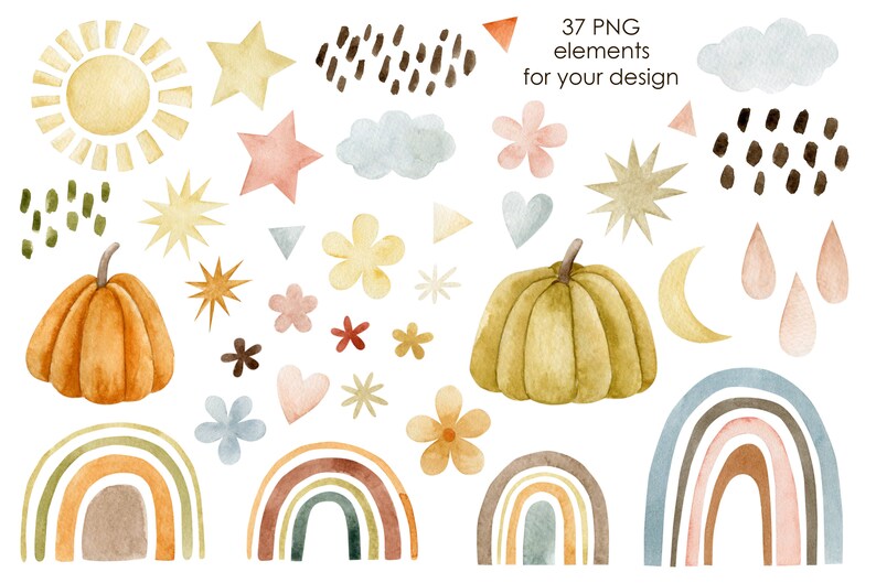 Watercolor Autumn Forest Clipart Mushroom Clipart Fall - Etsy